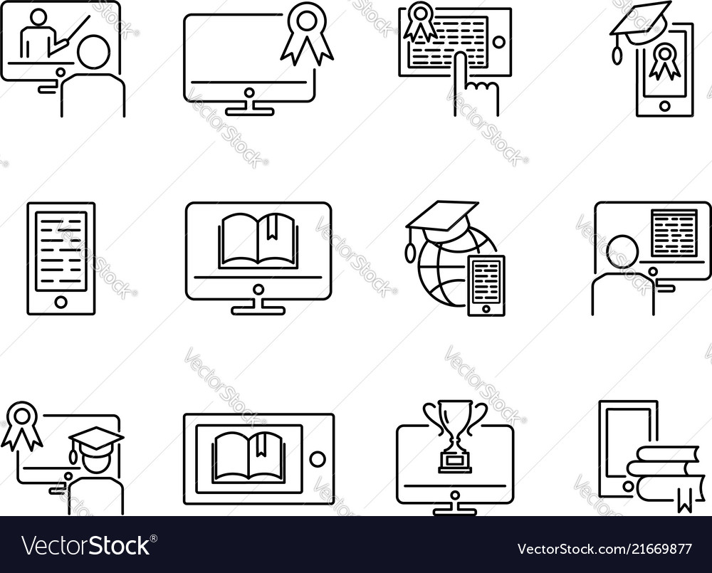 Online training icon set Royalty Free Vector Image