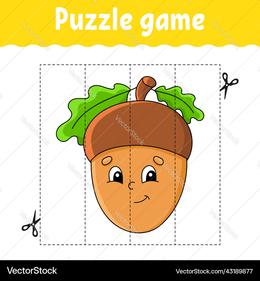 Puzzle game for kids cutting practice education Vector Image