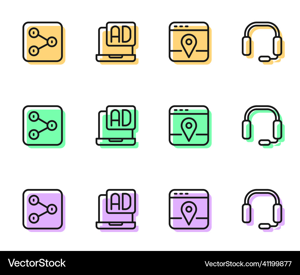 Set line infographic of city map share Royalty Free Vector