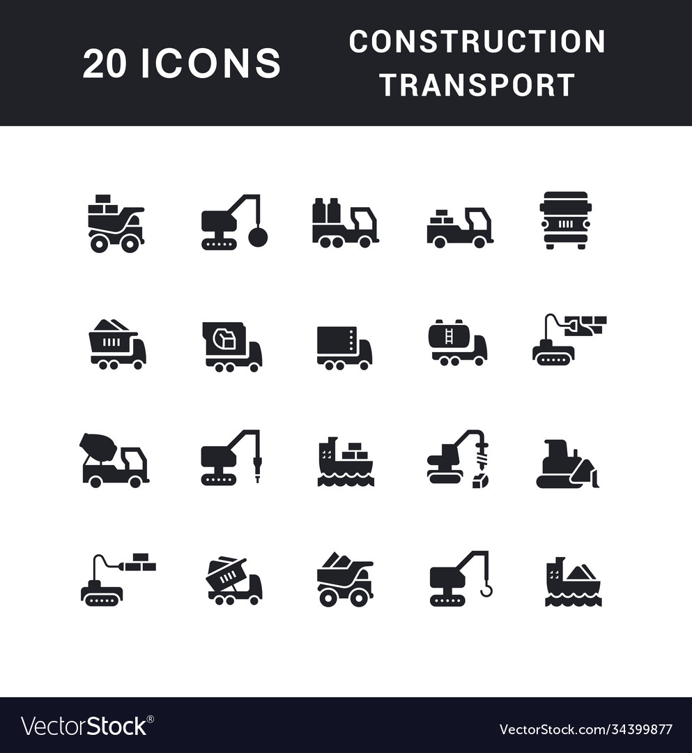 Set simple icons construction technology Vector Image