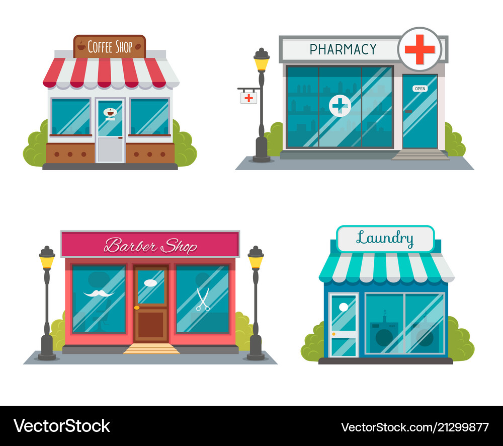 Storefront Buildings - Shop Facades Royalty Free Vector