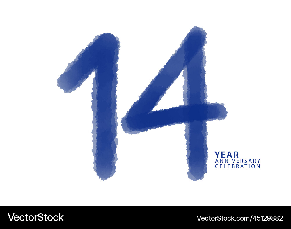 14 year anniversary celebration blue color Vector Image