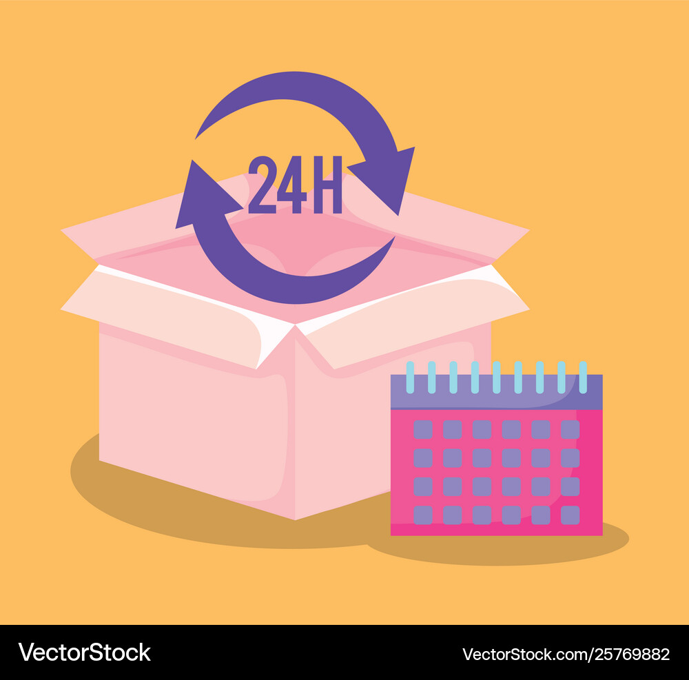 Box carton with calendar delivery service Vector Image