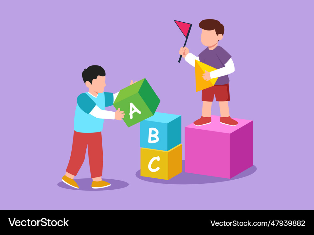 Cartoon flat style drawing two little boys Vector Image