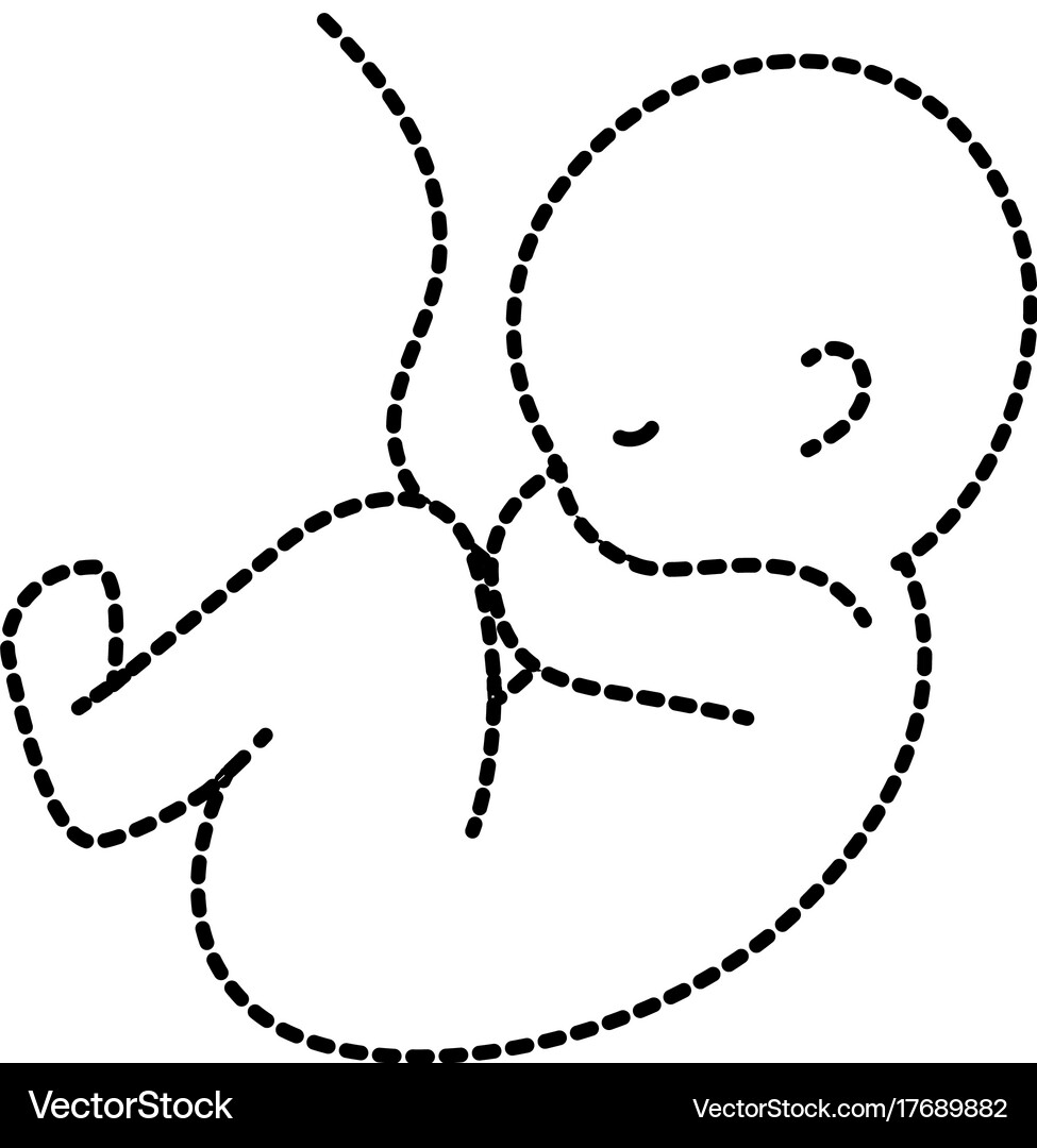 Dotted shape nice baby with umbilical cord Vector Image