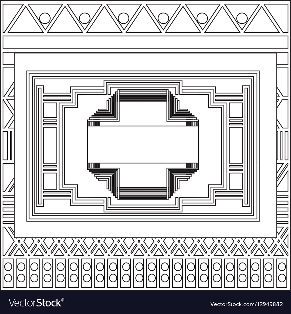 Grayscale pattern with art deco frame Royalty Free Vector