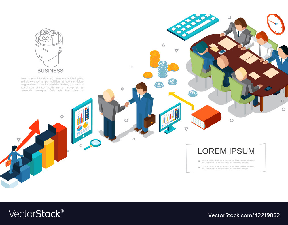 Isometric business elements set Royalty Free Vector Image