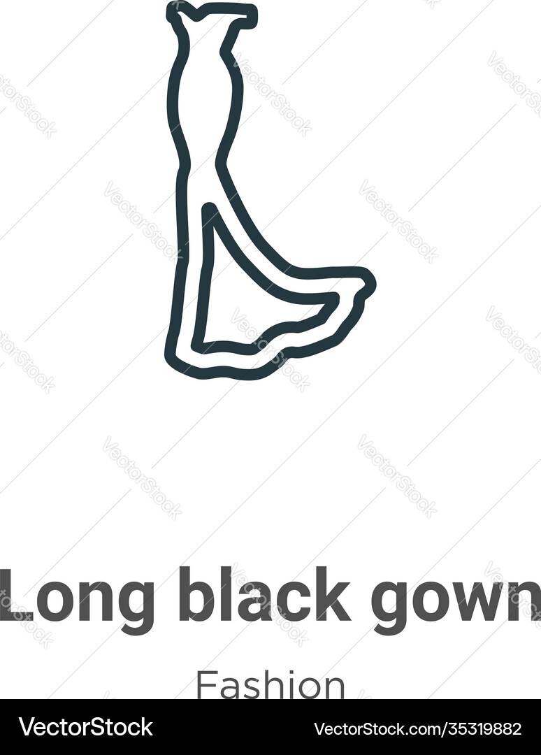 Long black gown outline icon thin line black Vector Image