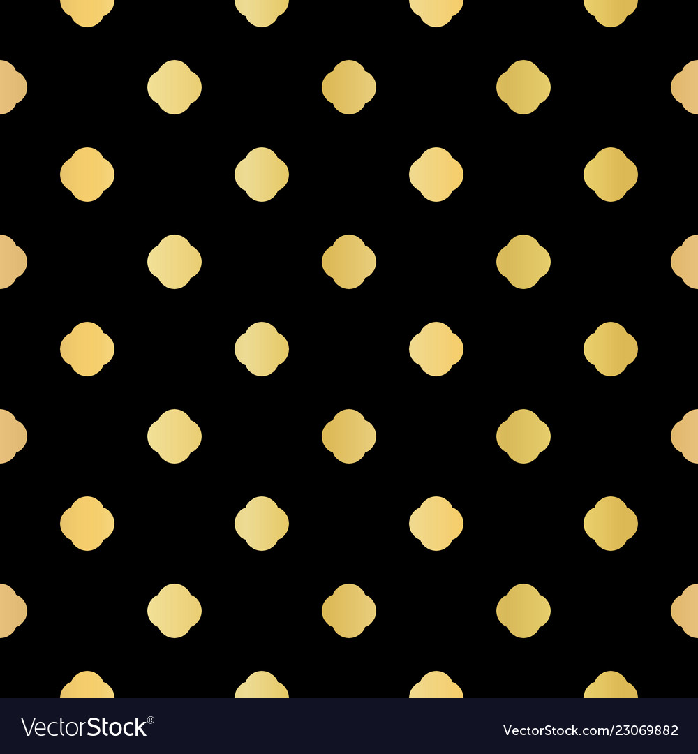 Metallic Gold Polka Dots on Black Royalty Free Vector Image