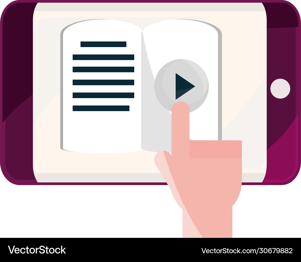 Online activities reading in smartphone ebook Vector Image