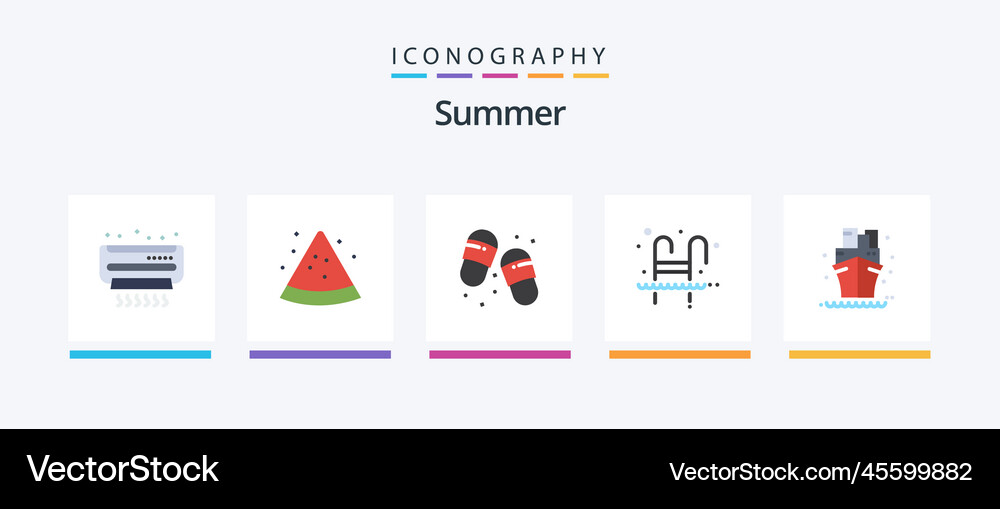 Summer flat 5 icon pack including sea water flip Vector Image