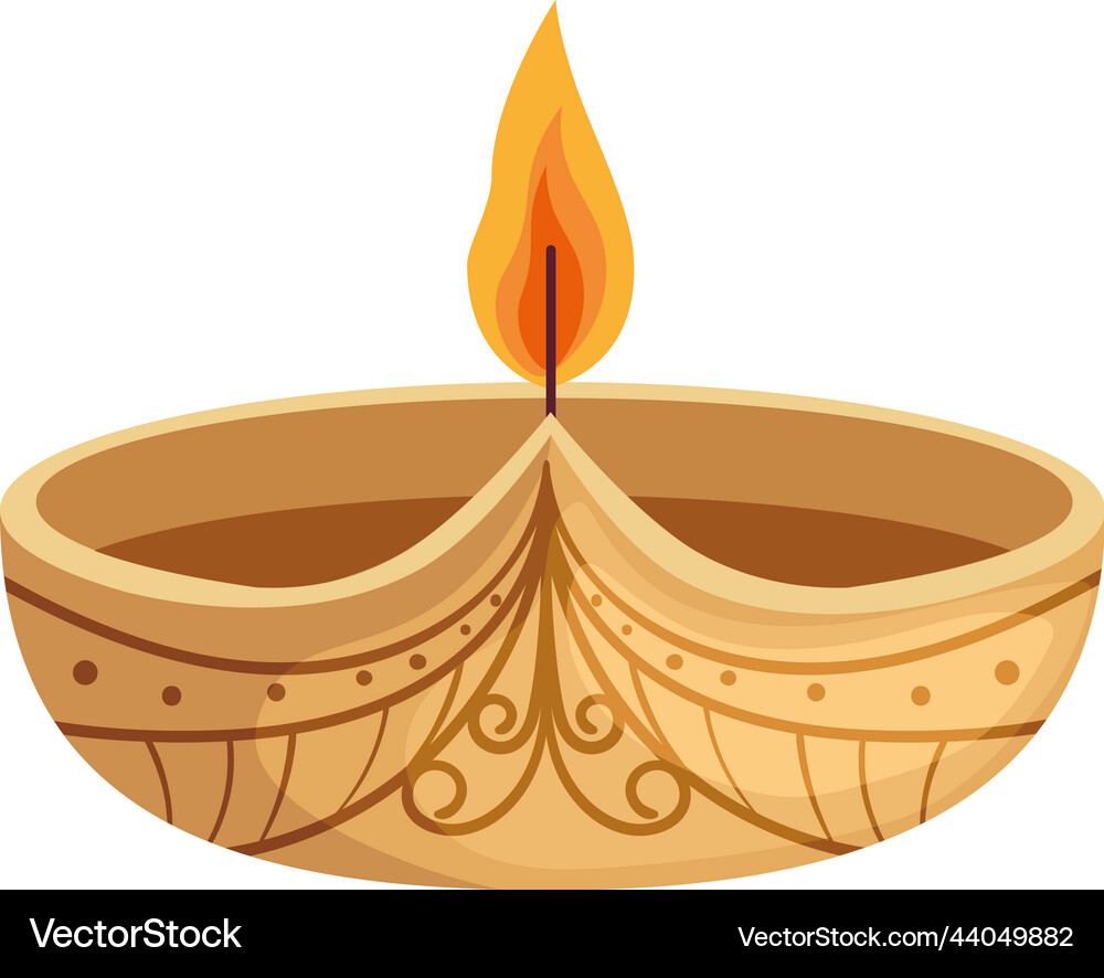 Wooden diwali lamp Royalty Free Vector Image - VectorStock