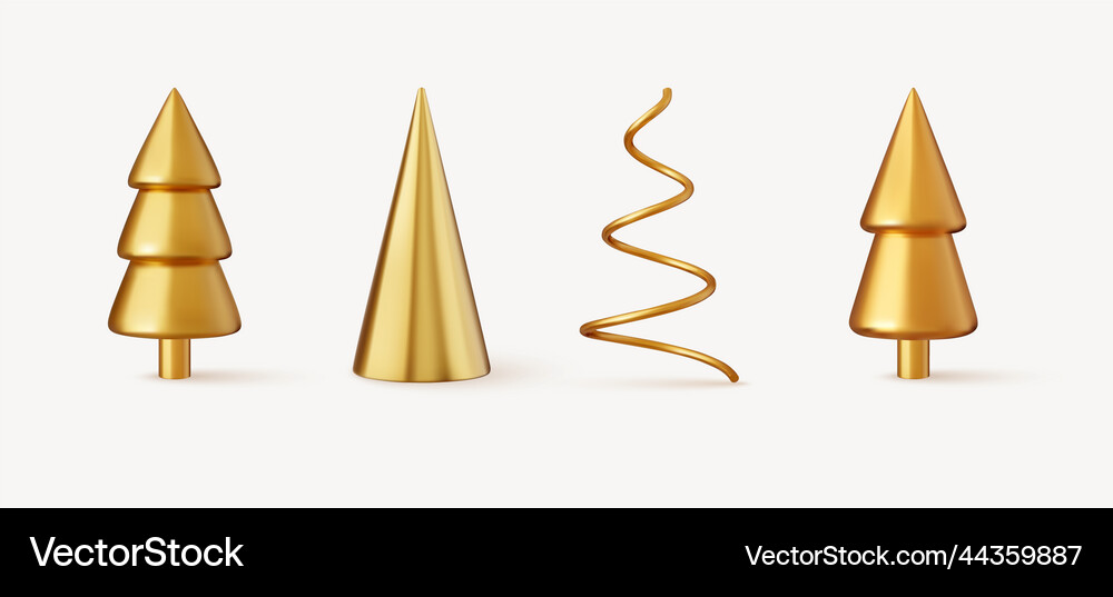 3d set of different style christmas tree cone Vector Image