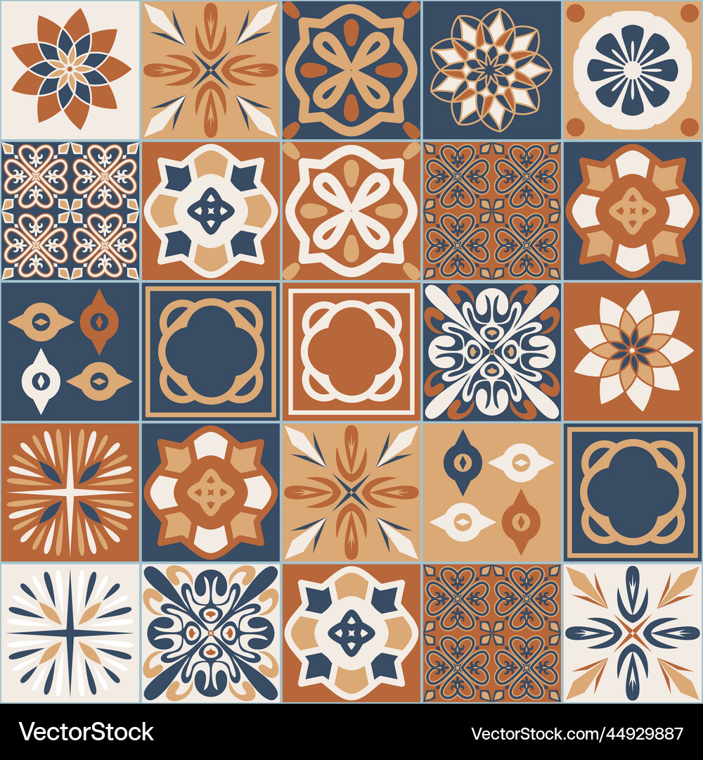 Azulejo brown beige contrast ceramic square tiles Vector Image