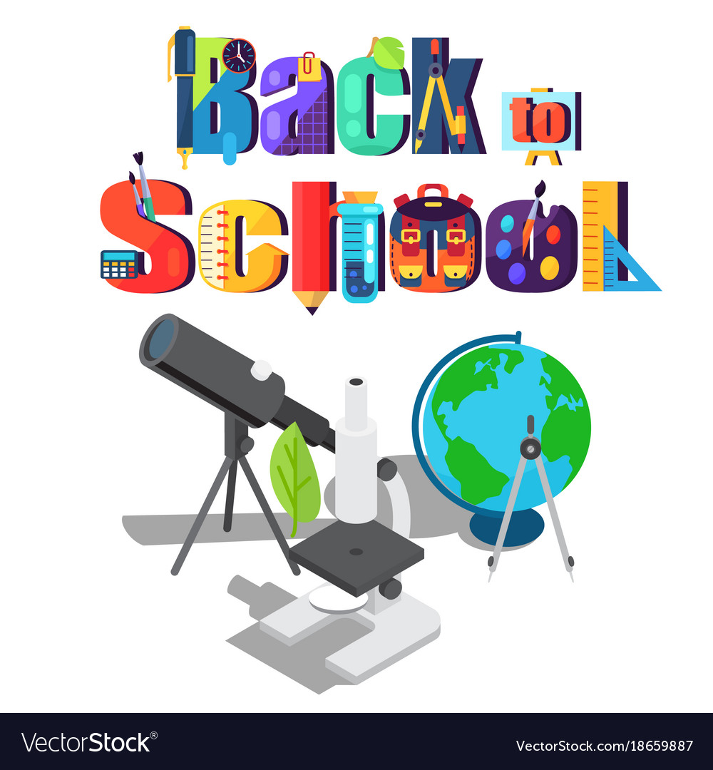 Back to school sticker with scientific objects Vector Image