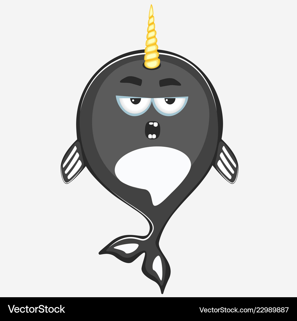 Cute Angry Narwhal Cartoon Royalty Free Vector Image