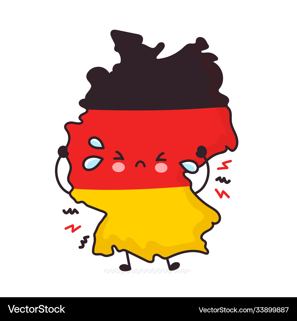 Cute sad funny germany map and flag character Vector Image
