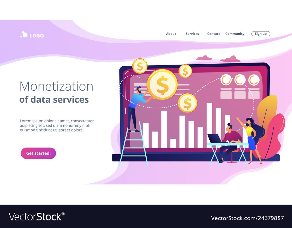 Data monetization concept landing page Royalty Free Vector Data monetization concept landing page Royalty Free Vector