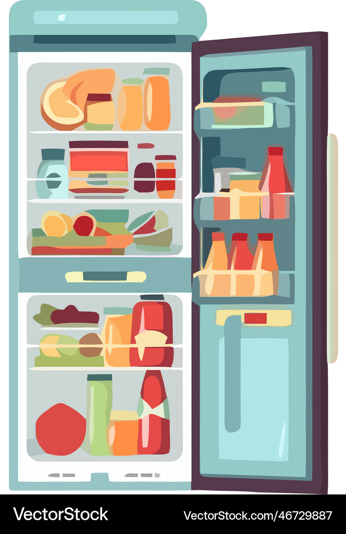 Fresh food in modern fridge Royalty Free Vector Image