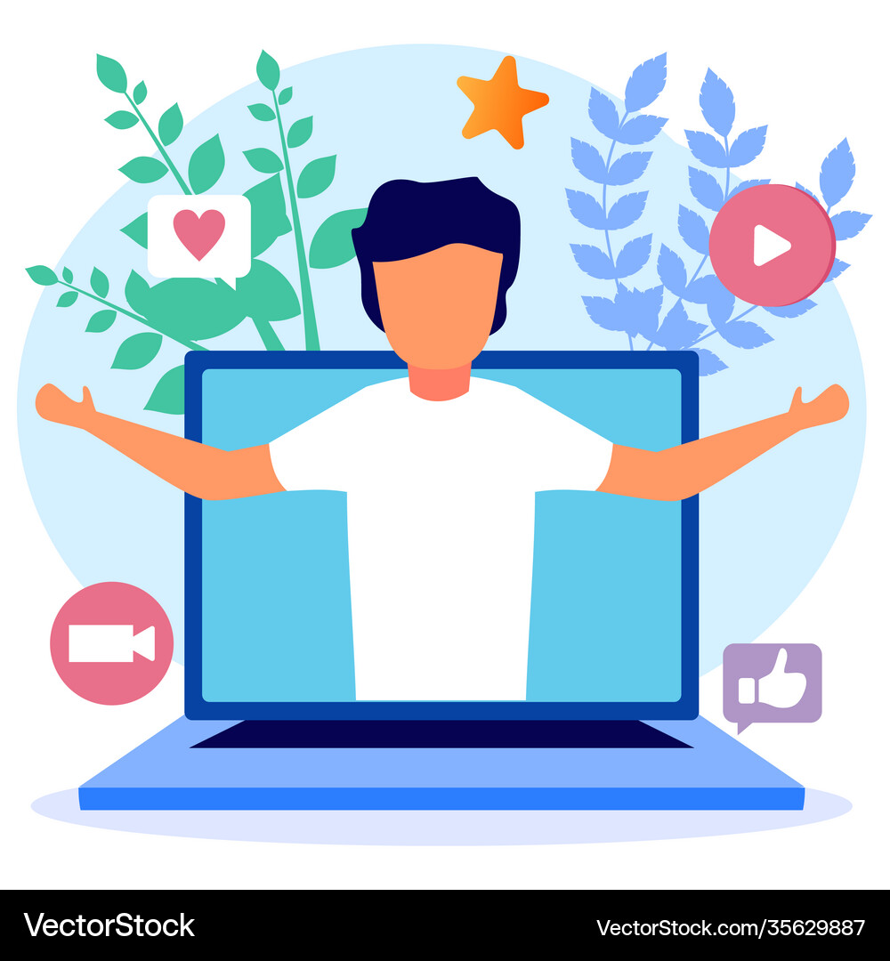 Graphic cartoon character influencer Royalty Free Vector