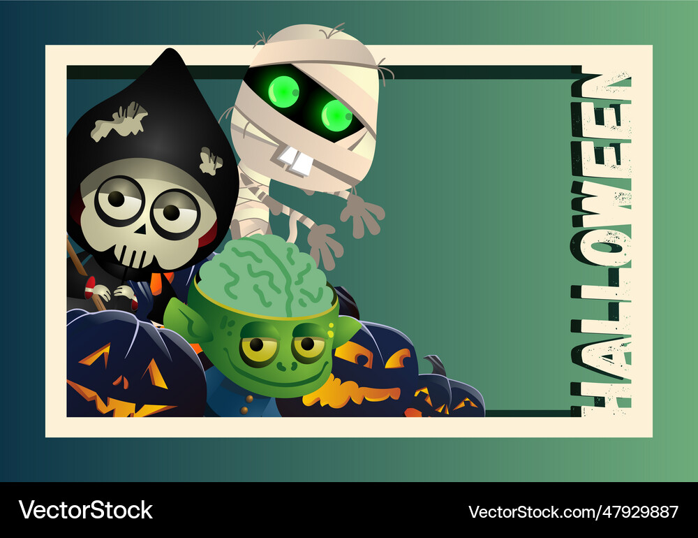 Halloween flyer design zombie characters Vector Image