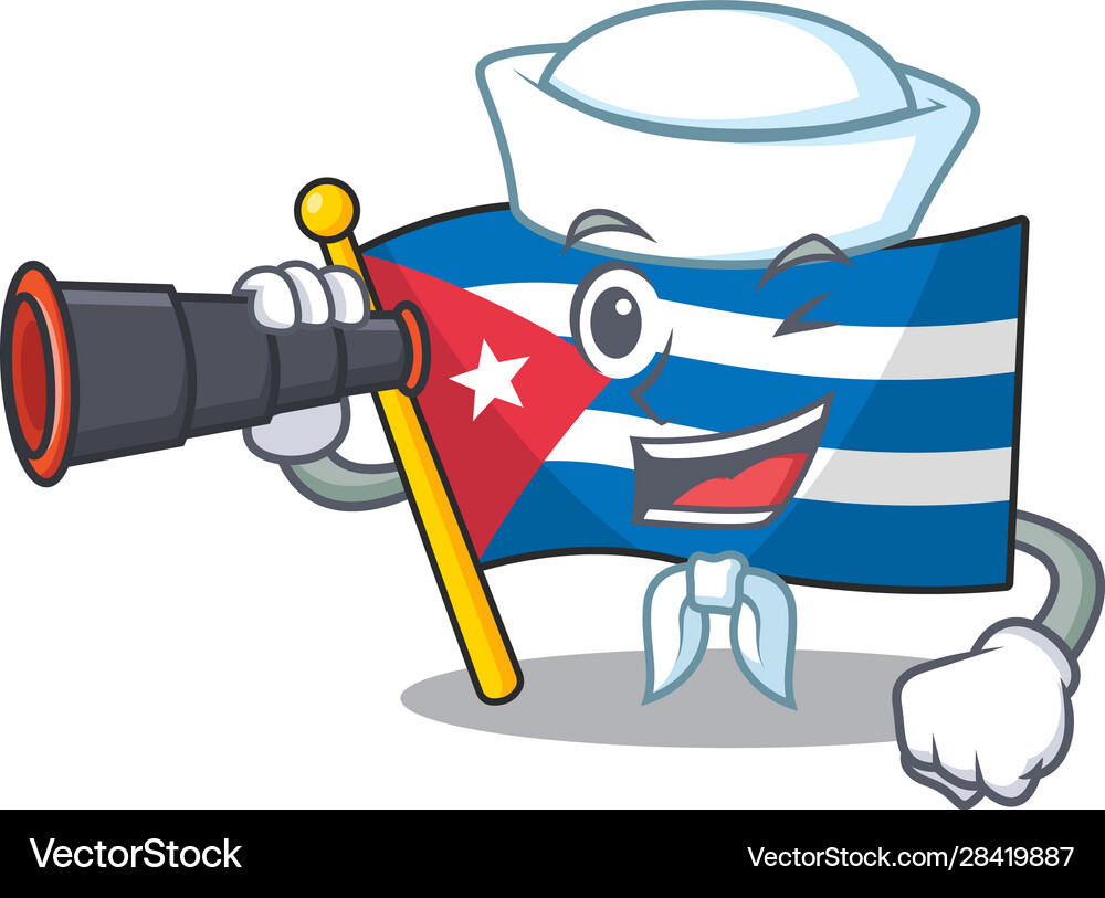 Happy sailor flag cuba scroll cartoon design Vector Image