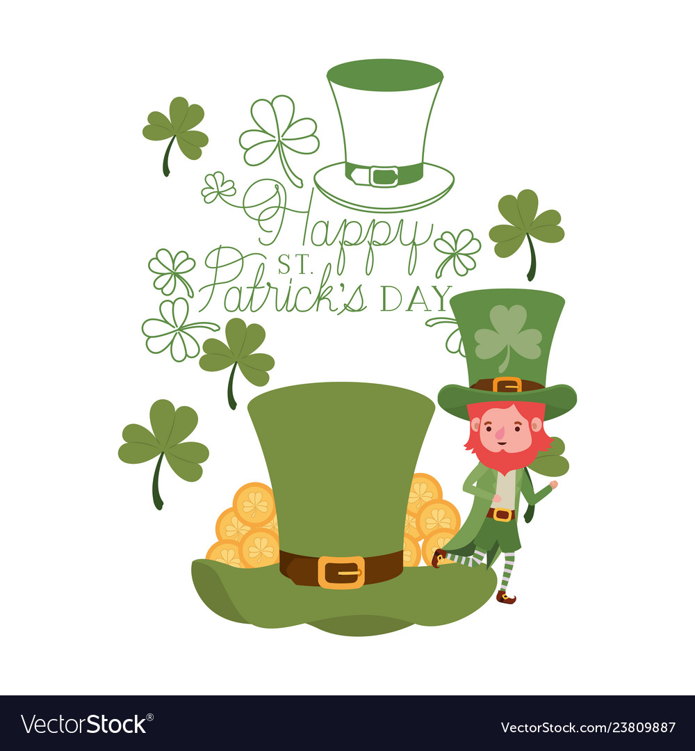 Happy st patricks day label with leprechaun Vector Image