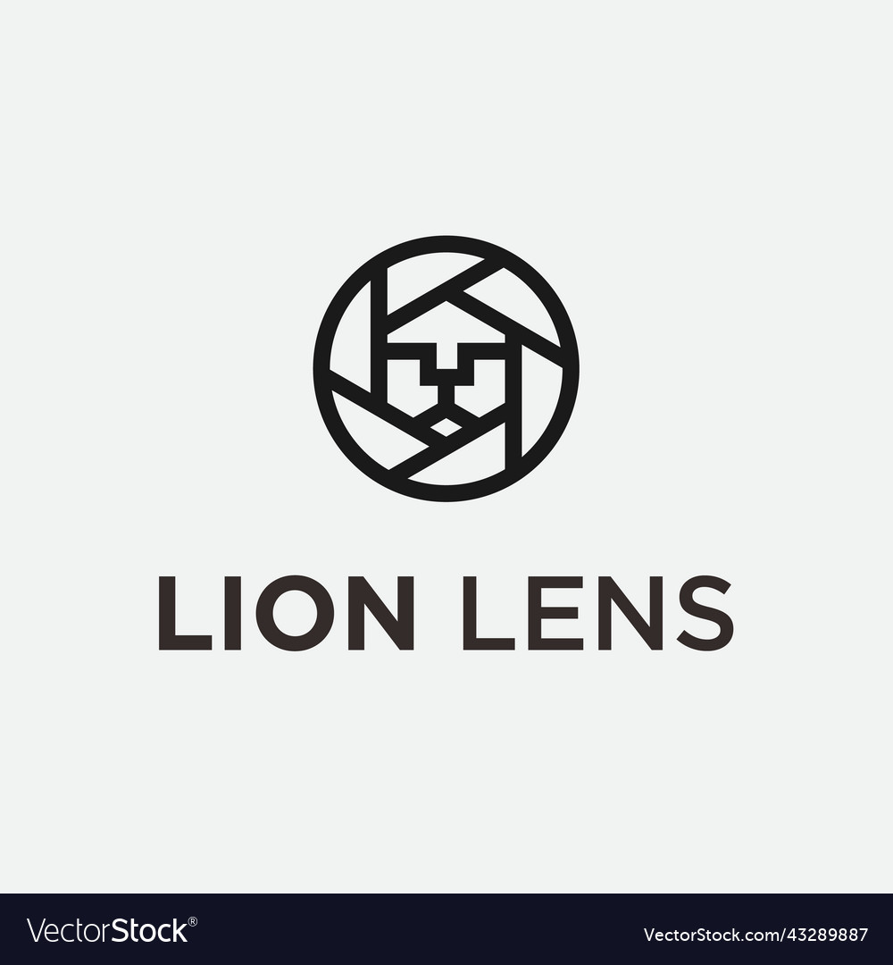 Lion lens logo or photography Royalty Free Vector Image