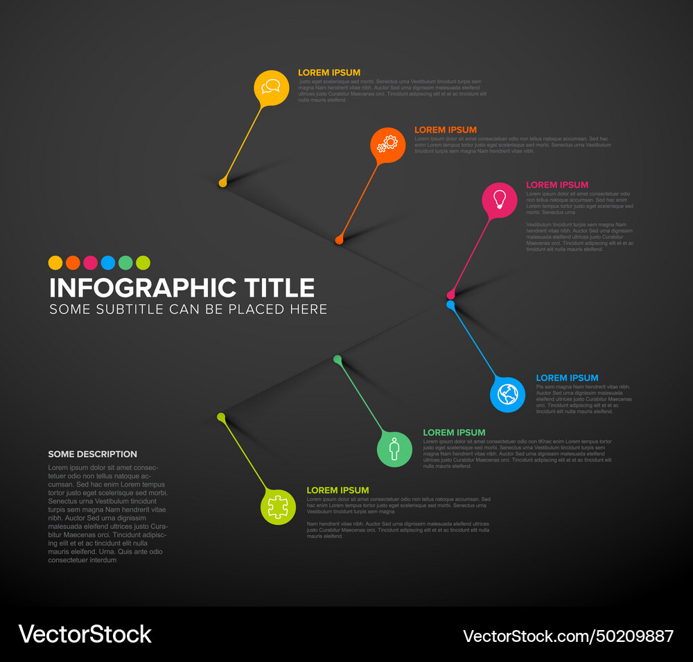 Modern dark infographic design with colorful Vector Image