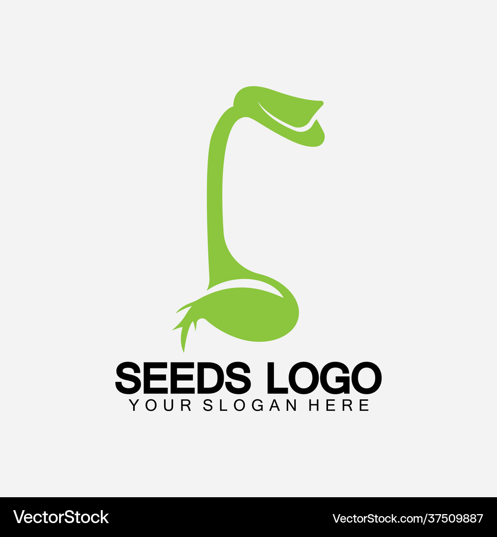 Plant seeds logo concept template growing seed Vector Image