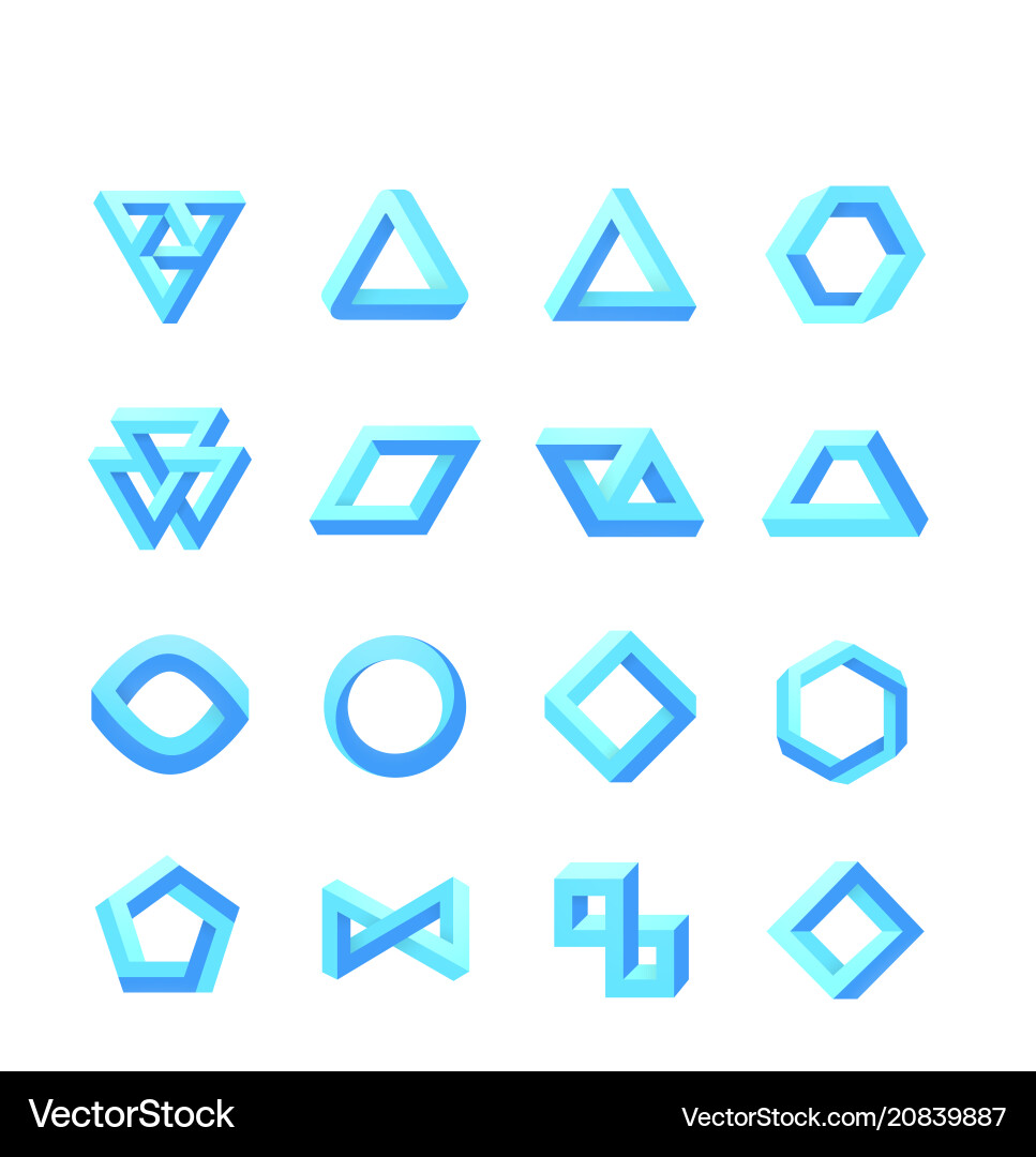 Set of impossible shapes optical isolated Vector Image