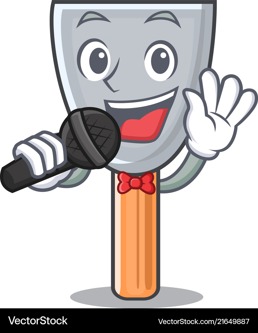 Singing cartoon putty knife in plaster Royalty Free Vector