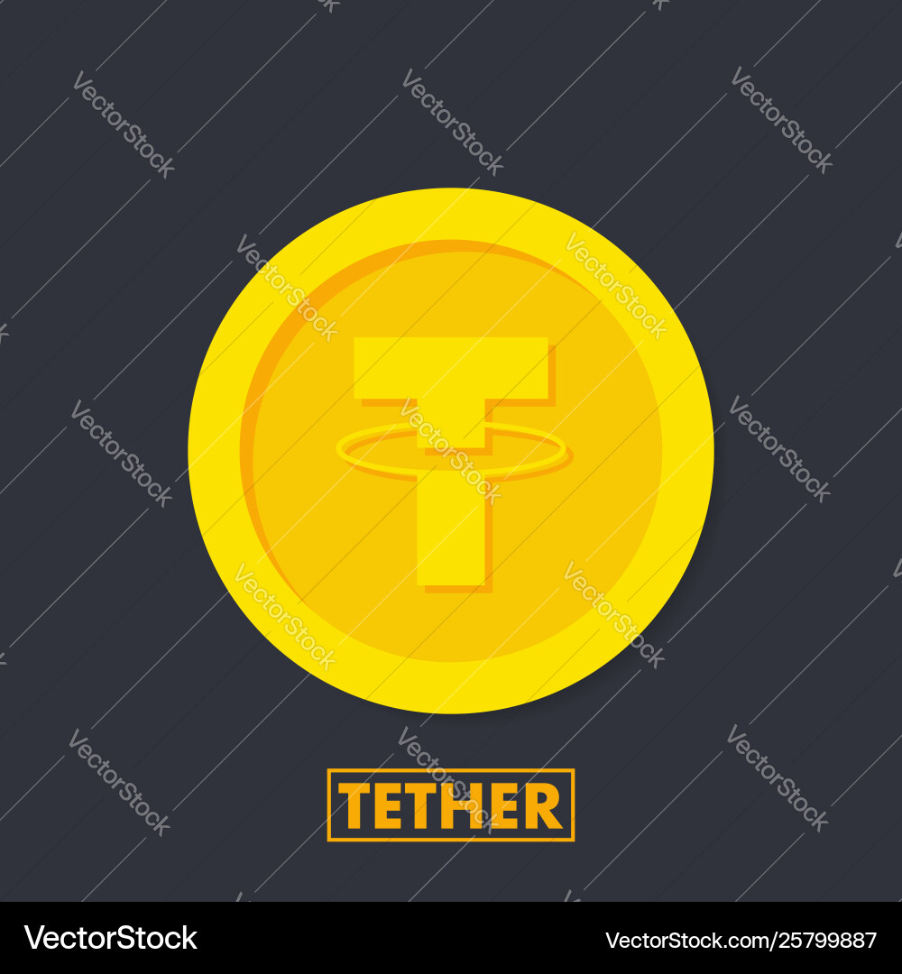 Tethet usdt crypto currency icon for apps Vector Image