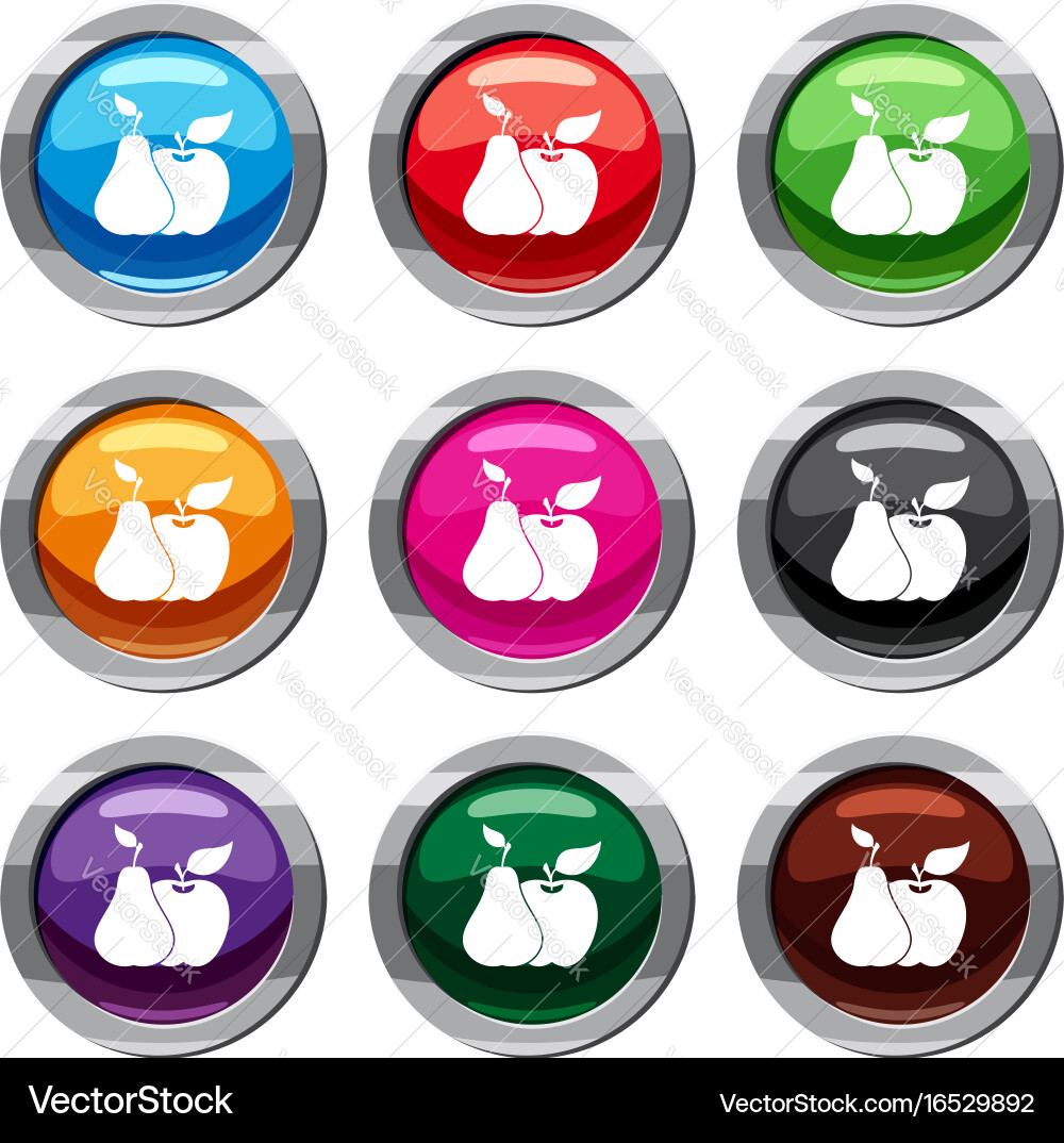 Apple and pear set 9 collection Royalty Free Vector Image