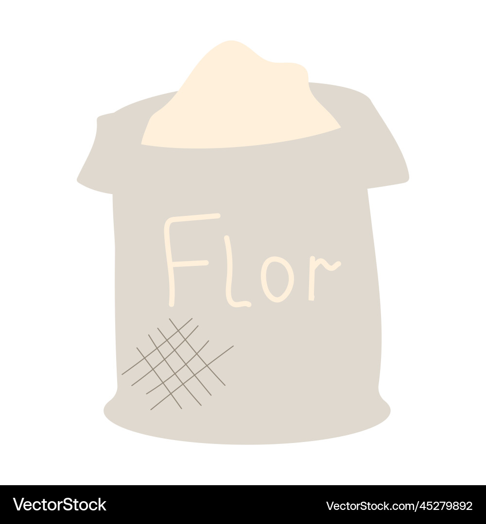 Bag with white wheat flour products for baking Vector Image