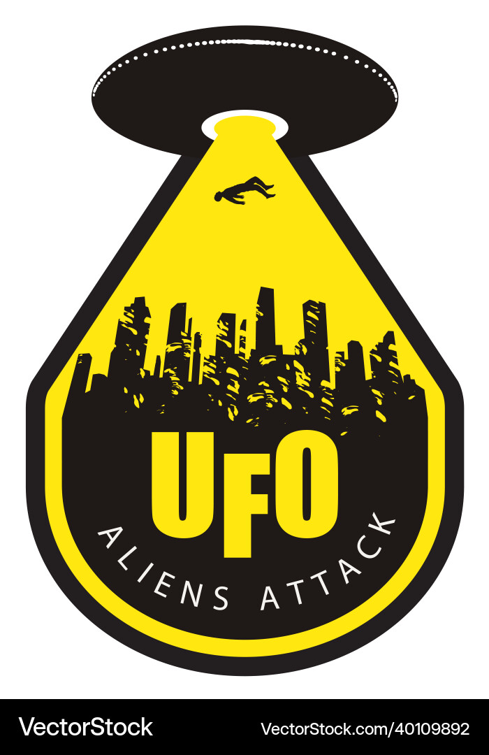 Banner on theme aliens attack with a flying saucer