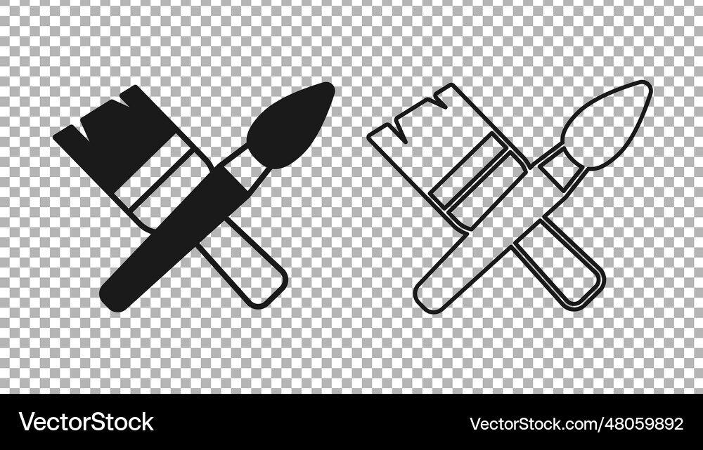 Black paint brush icon isolated on transparent Vector Image