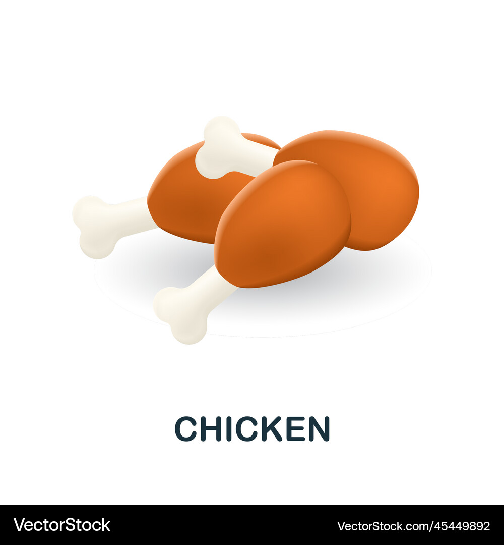 Chicken icon 3d from fast food collection Vector Image