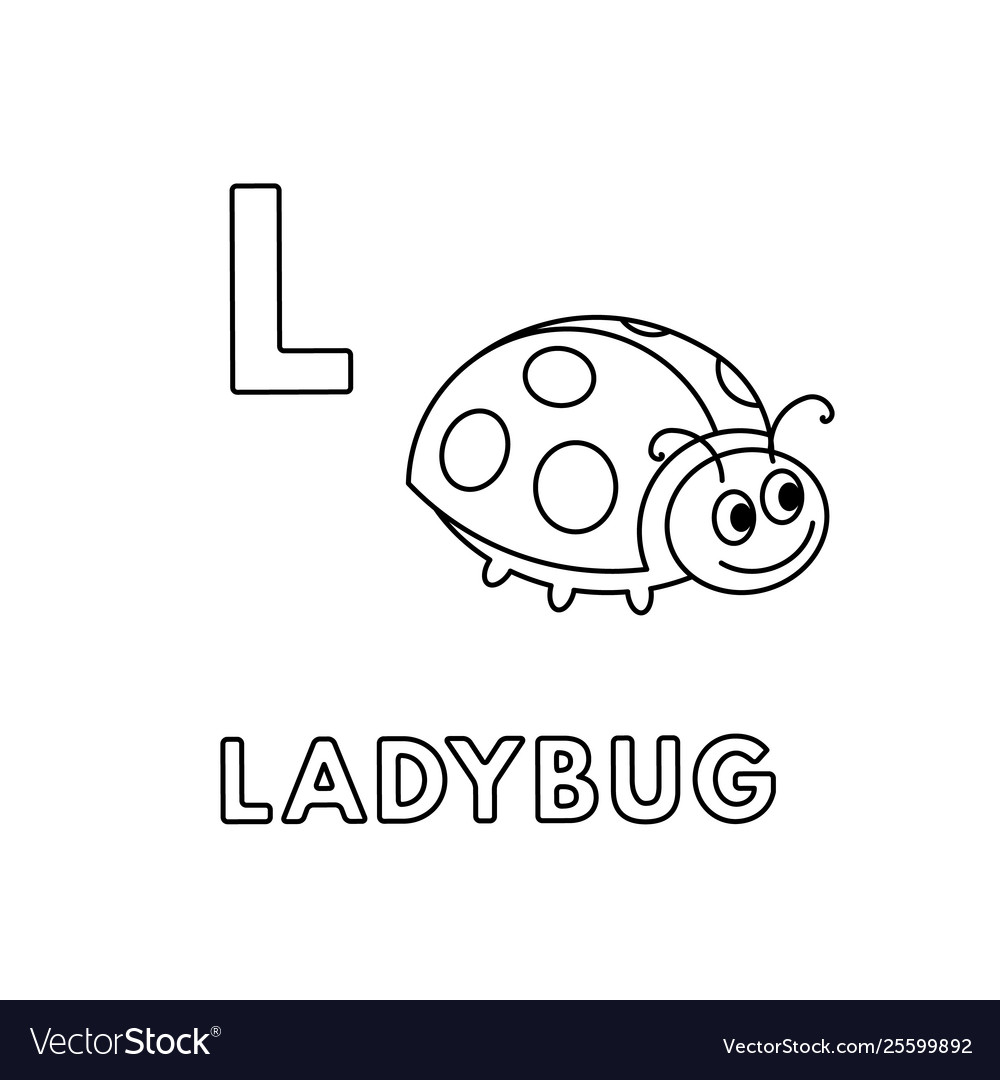 Cute cartoon animals alphabet ladybug Royalty Free Vector