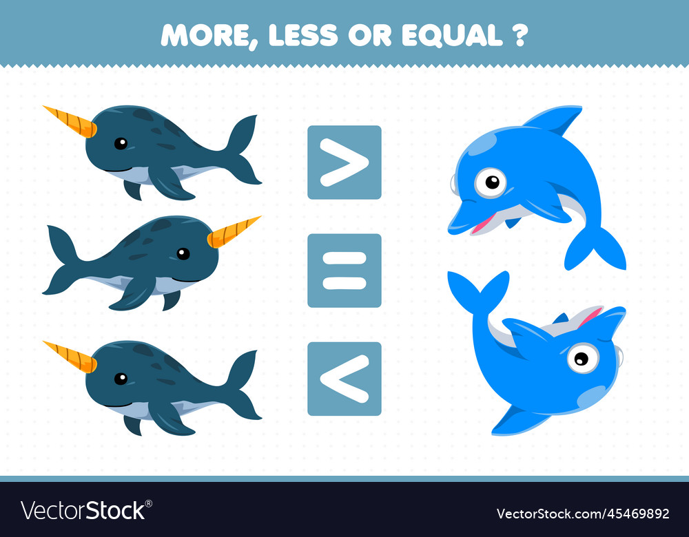 Education game for children more less or equal Vector Image