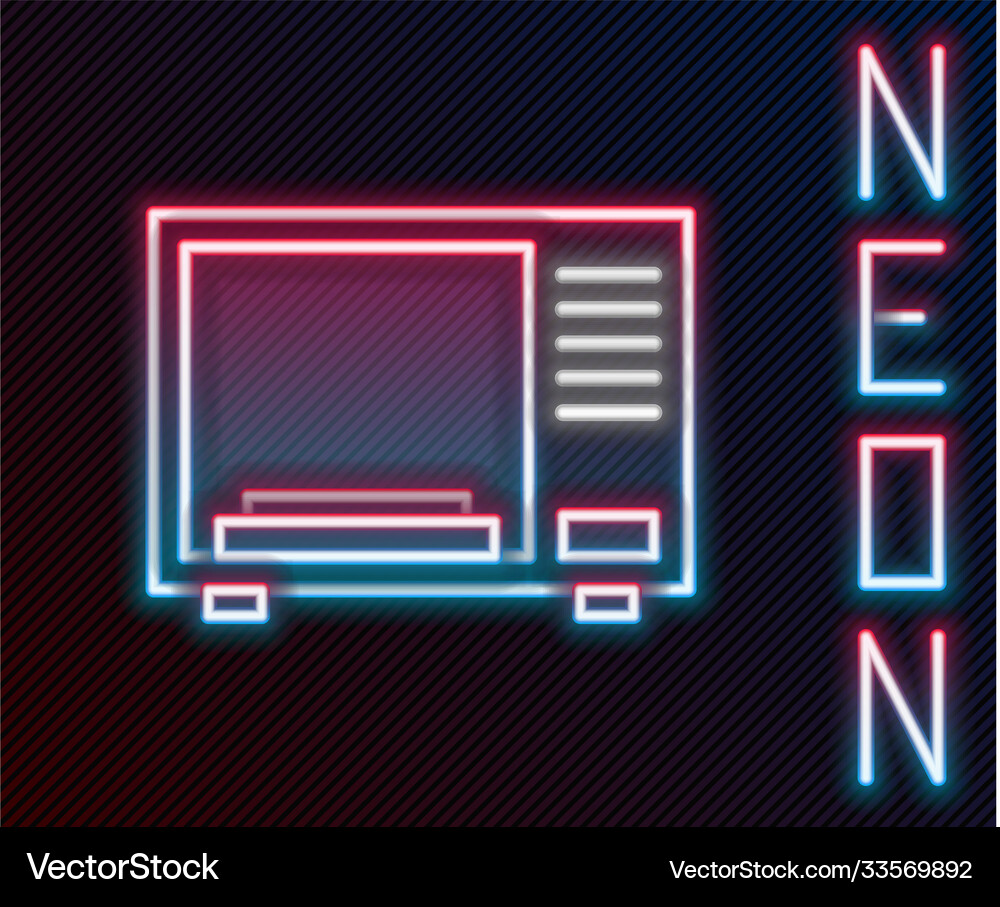 Glowing neon line microwave oven icon isolated Vector Image