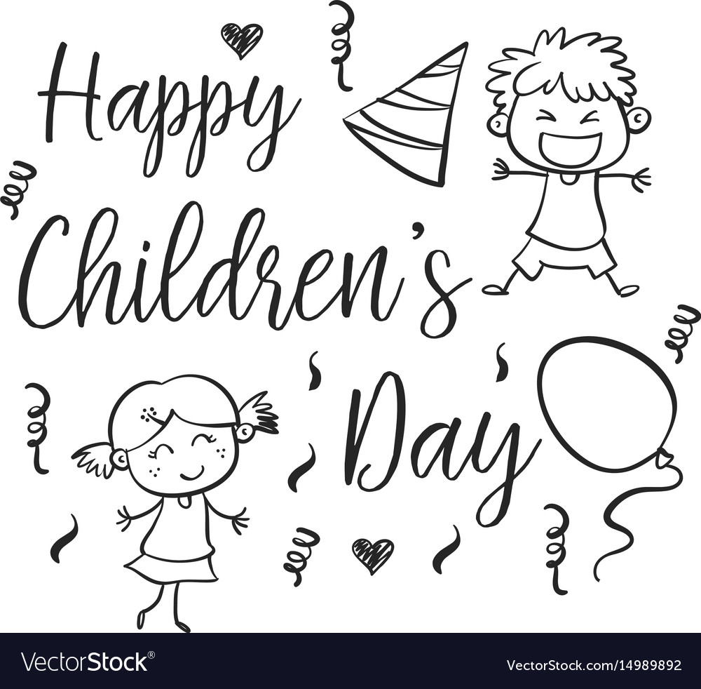Happy children day with kid character Royalty Free Vector