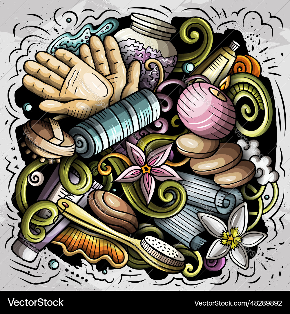 Massage hand drawn doodles spa salon poster Vector Image