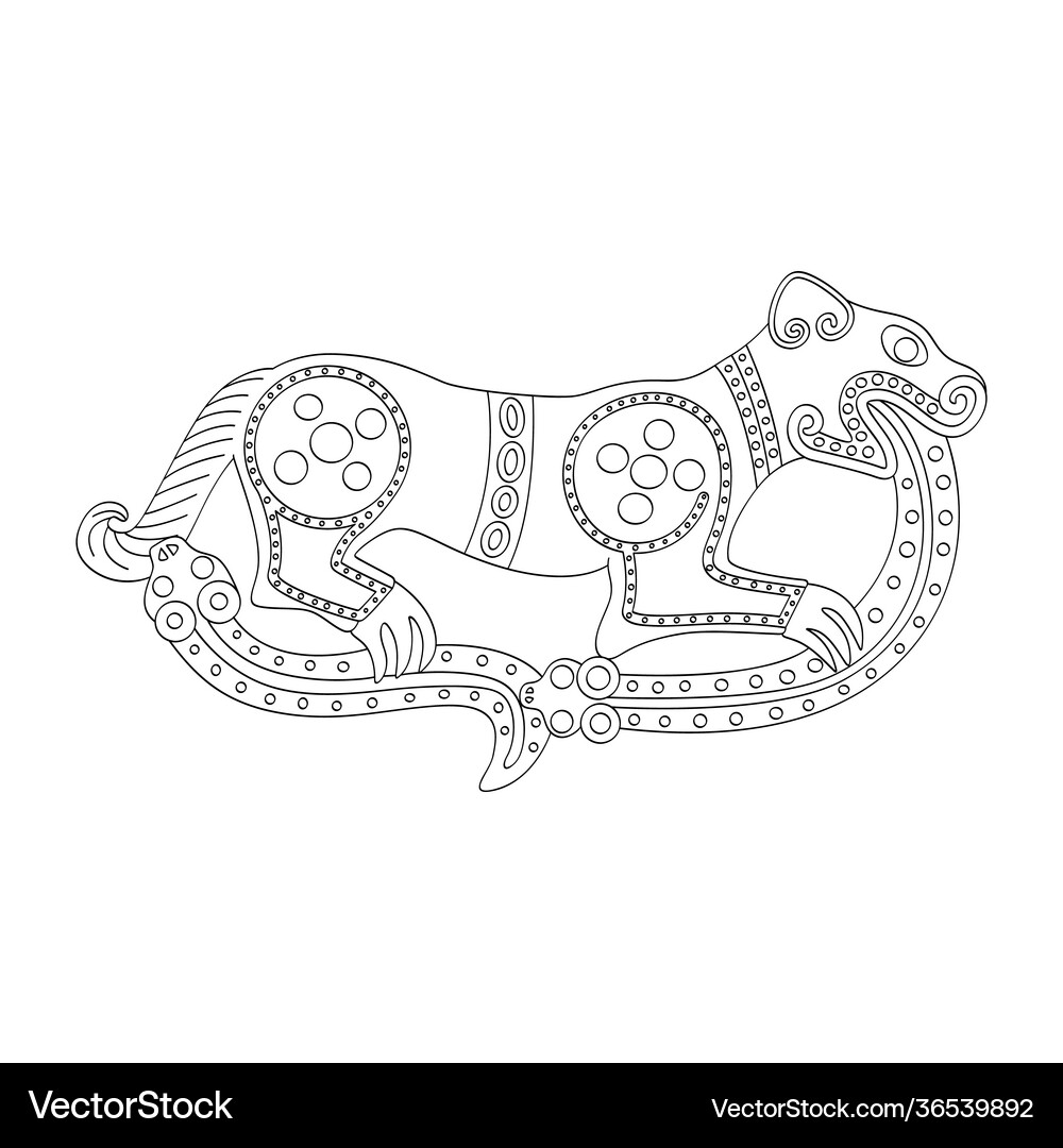 Monochrome icon with ancient scythian art Vector Image
