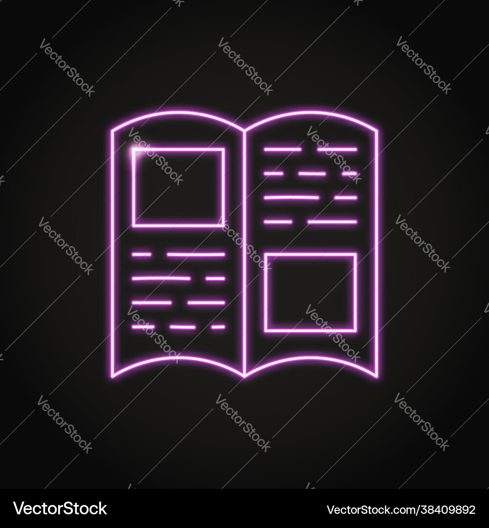 Neon printed magazine icon in line style Vector Image