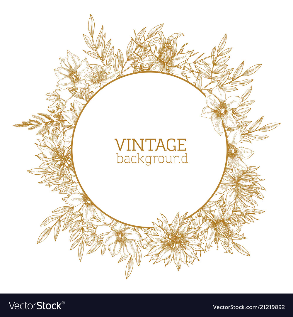 Round floral background decorative frame or Vector Image
