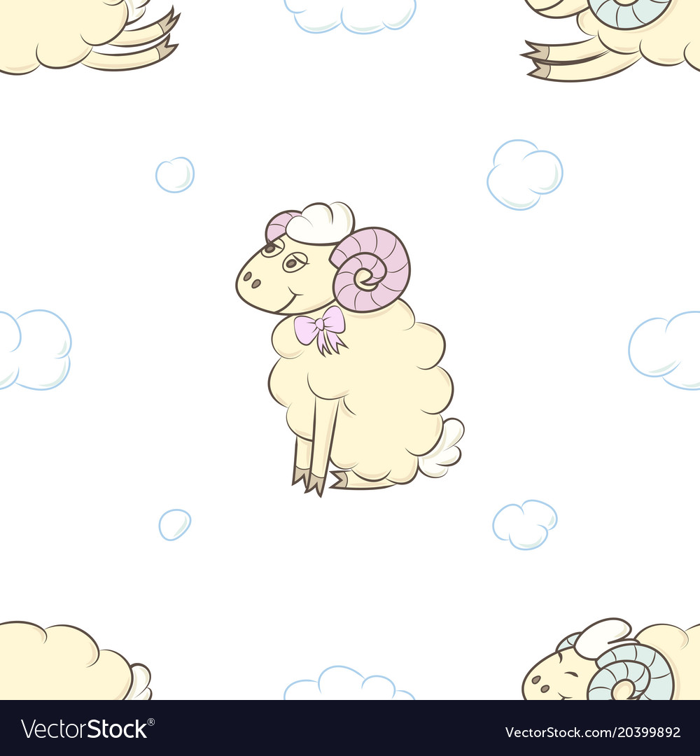 Seamless pattern background with cute sheep Vector Image