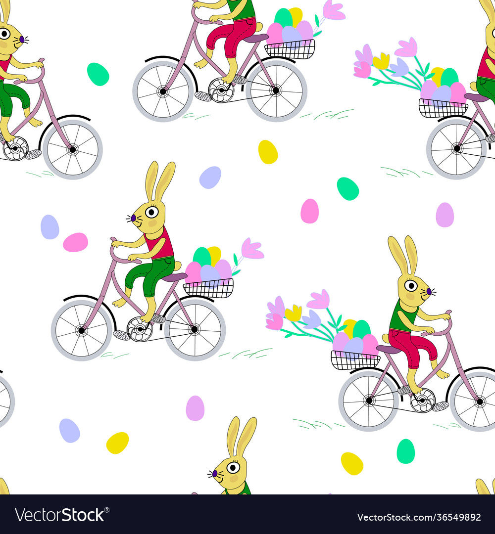 Seamless pattern easter rabbits Royalty Free Vector Image