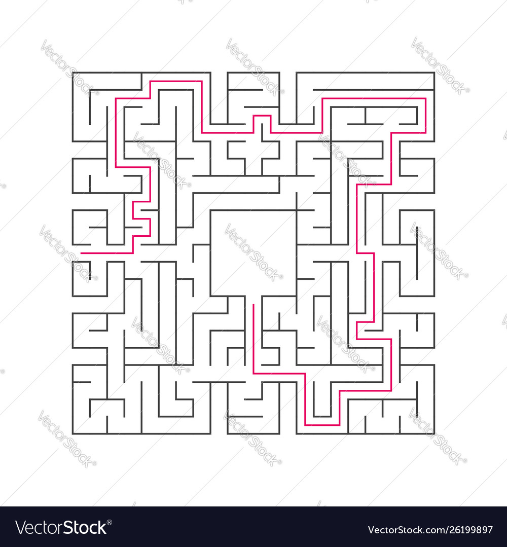 Abstract complex labyrinth black stroke Royalty Free Vector