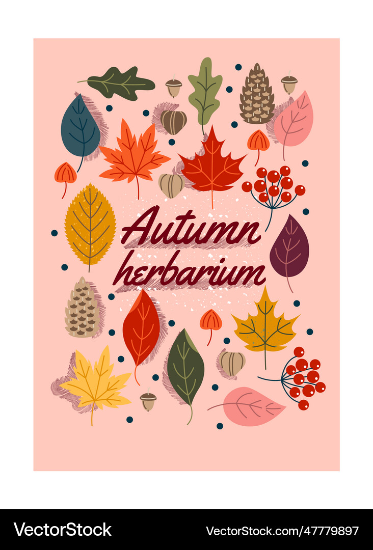 Autumn poster with leaves Royalty Free Vector Image